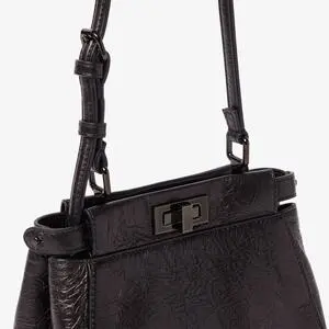 Fendi My Peekaboo Xs Crackled Black Leather Bag